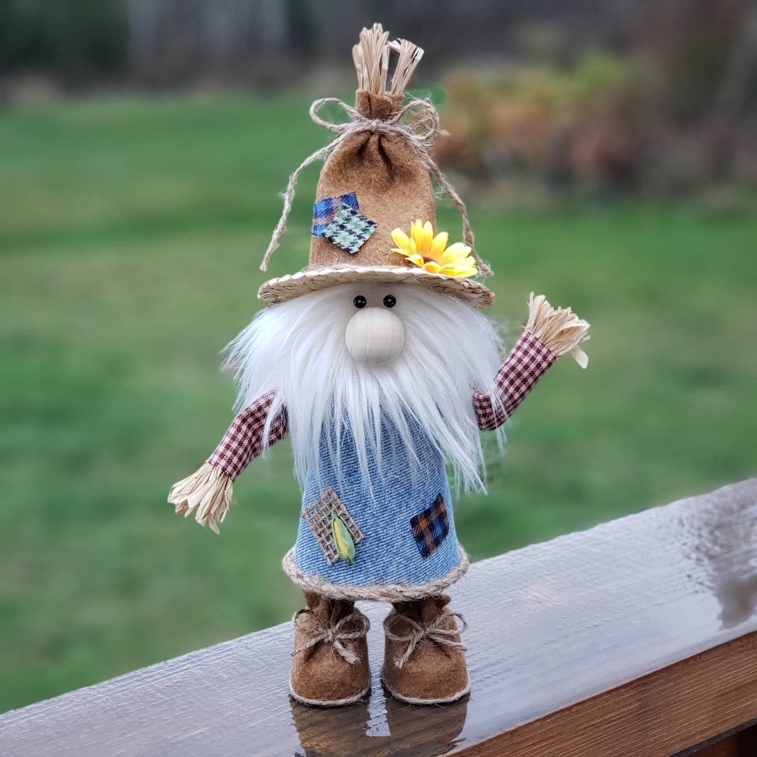 Scarecrow Gnome - Handmade Country Farmer Gardener - Etsy