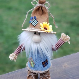 Scarecrow Gnome - Handmade Country Farmer Gardener - Etsy