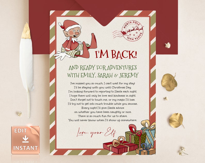 Printable Christmas Elf Letter to Kids From Elf Personalized - Etsy