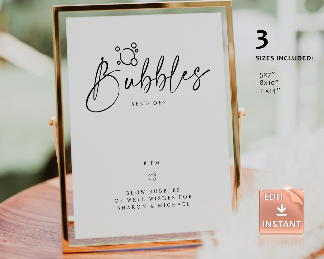 Tropical Wedding Bubbles Send off Sign (instant Download) - Etsy