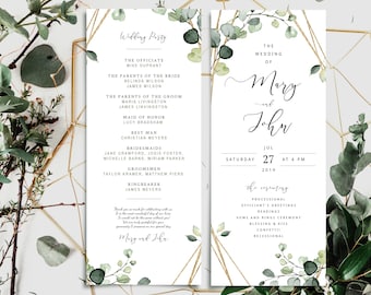 Wedding Program Template Eucalyptus Program Wedding Template - Etsy