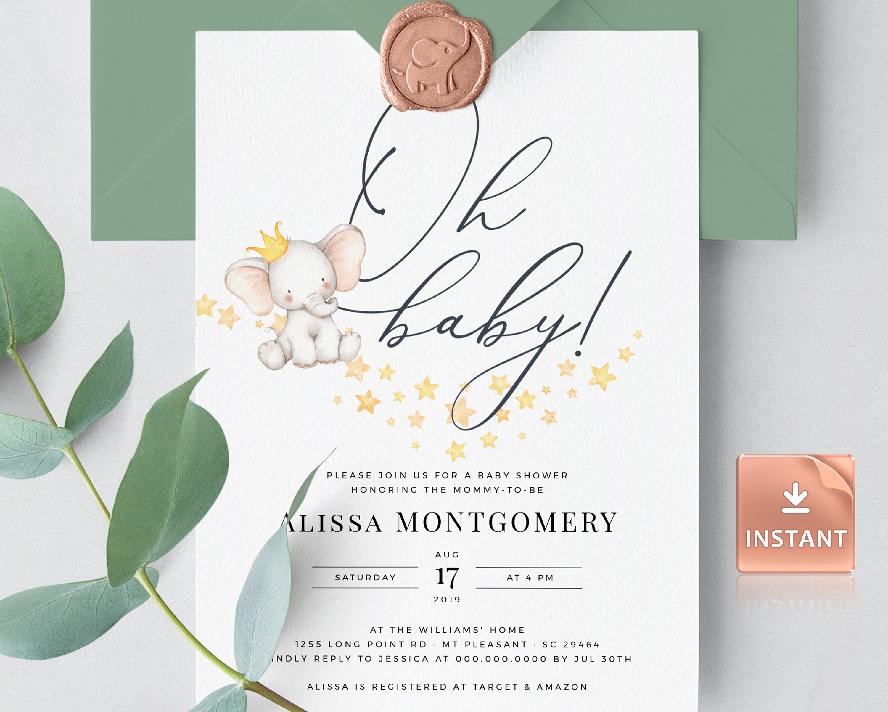 Invitations Paper Gold Neutral Printable Invitation DIGITAL DOWNLOAD ...
