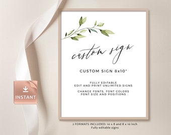 Editable Boho Wedding Custom Printable Sign Printable Olive - Etsy