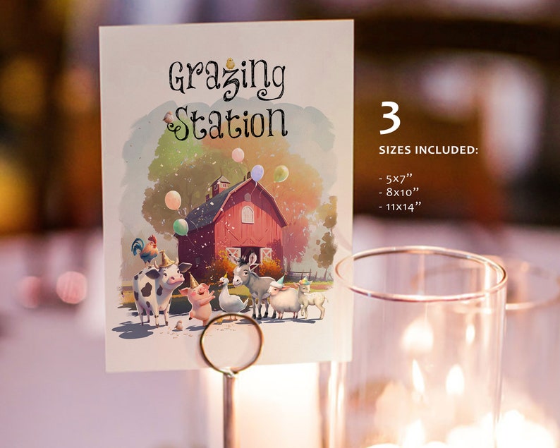 Grazing Station Birthday Sign Drink Table Decor Red Farm - Etsy