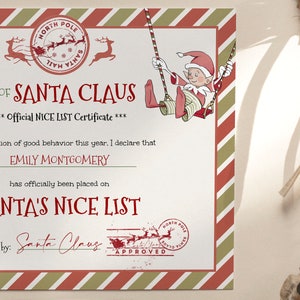 Editable Santa Claus Official Nice List Certificate Letter From Desk ...