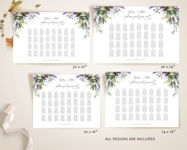 LAMI Lavender Seating Chart Purple Seating Find Your Seat | Etsy