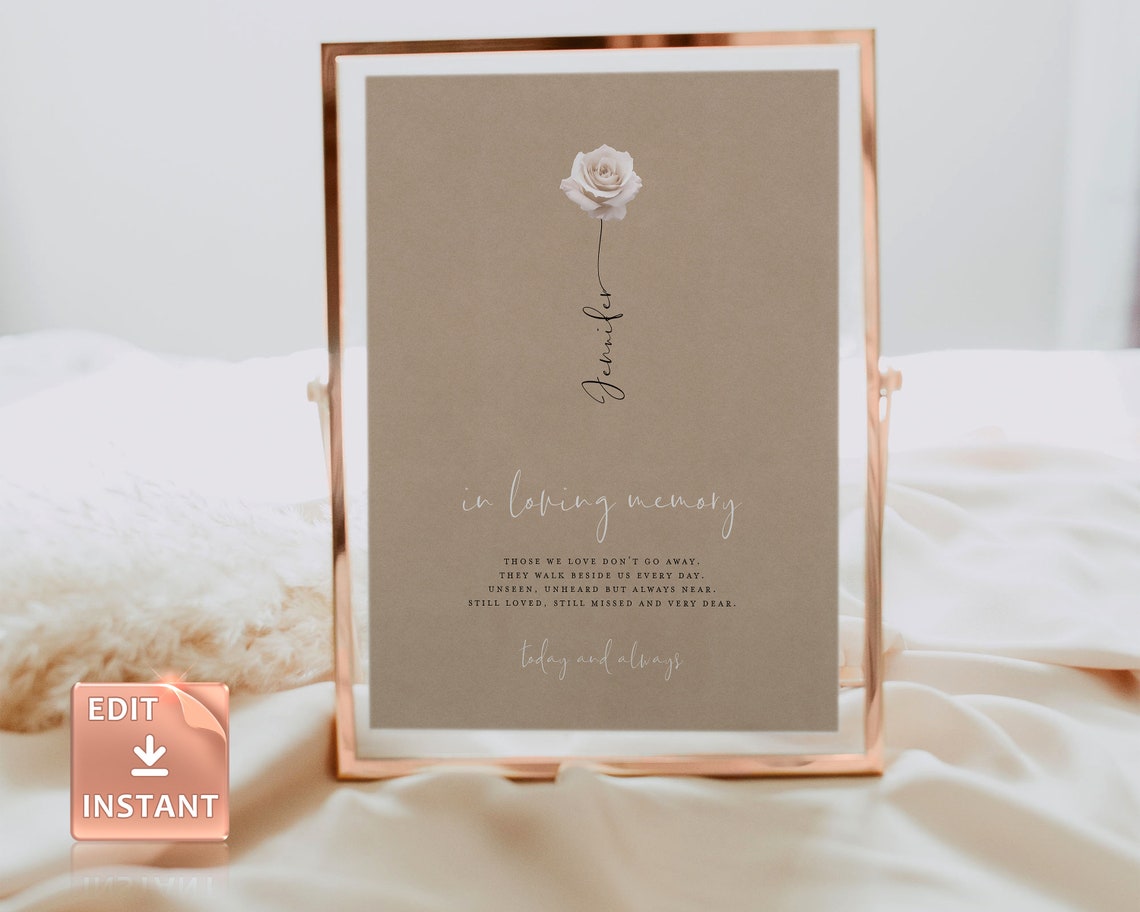 White Rose in Loving Memory Sign Loving Memory Wedding Sign - Etsy