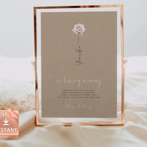 White Rose in Loving Memory Sign, Loving Memory Wedding Sign, Printable ...