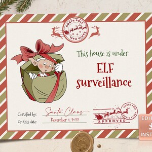 Elf Surveillance Sign Editable Christmas Sign Elf Accessories Printable ...
