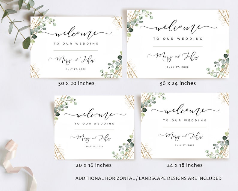 ELISA Eucalyptus Greenery Welcome Poster Editable Wedding | Etsy