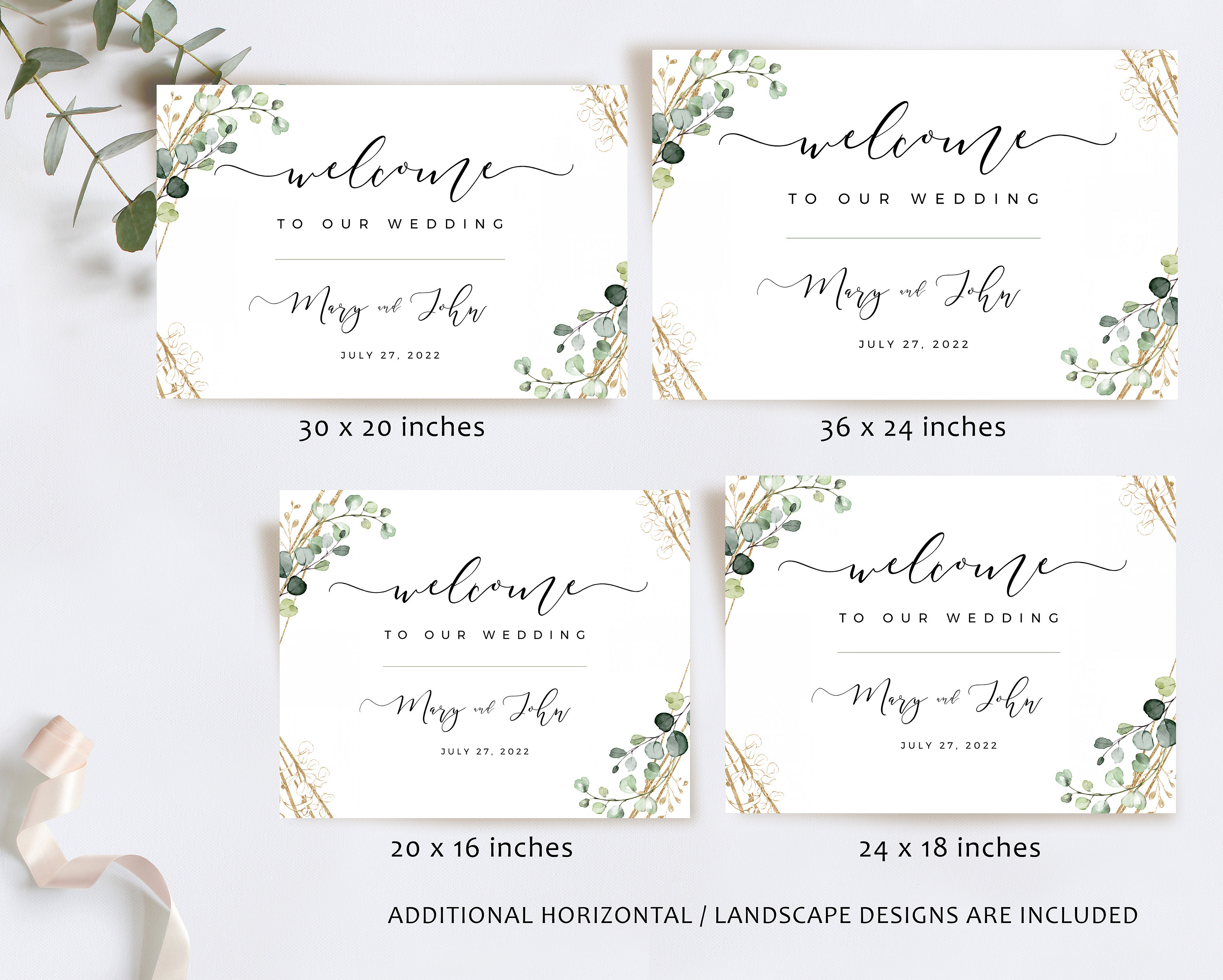 ELISA Eucalyptus Greenery Welcome Poster Editable Wedding - Etsy
