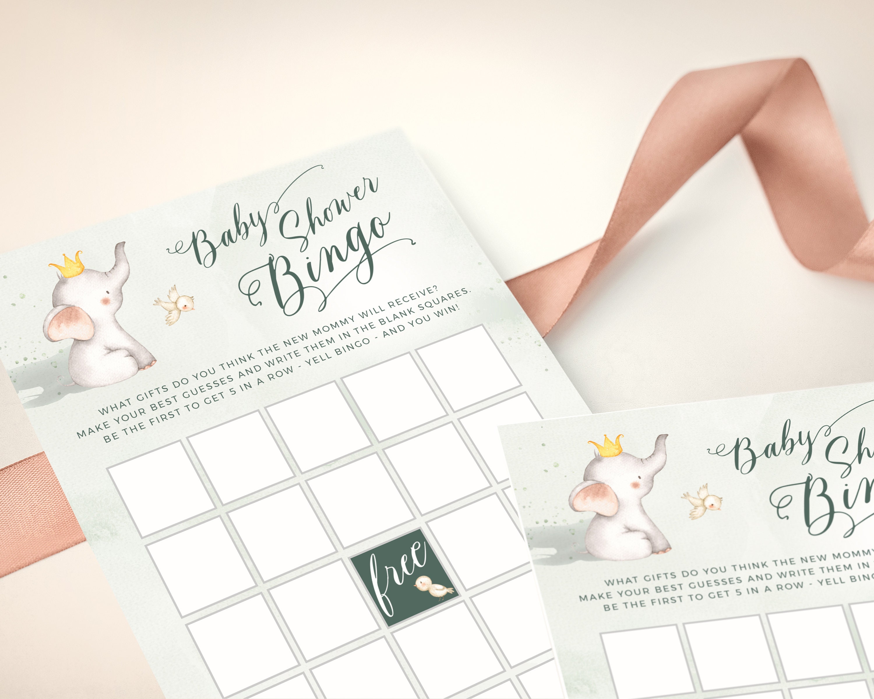 Elephant Baby Shower Bingo Cards Printable Baby Shower Bingo | Etsy