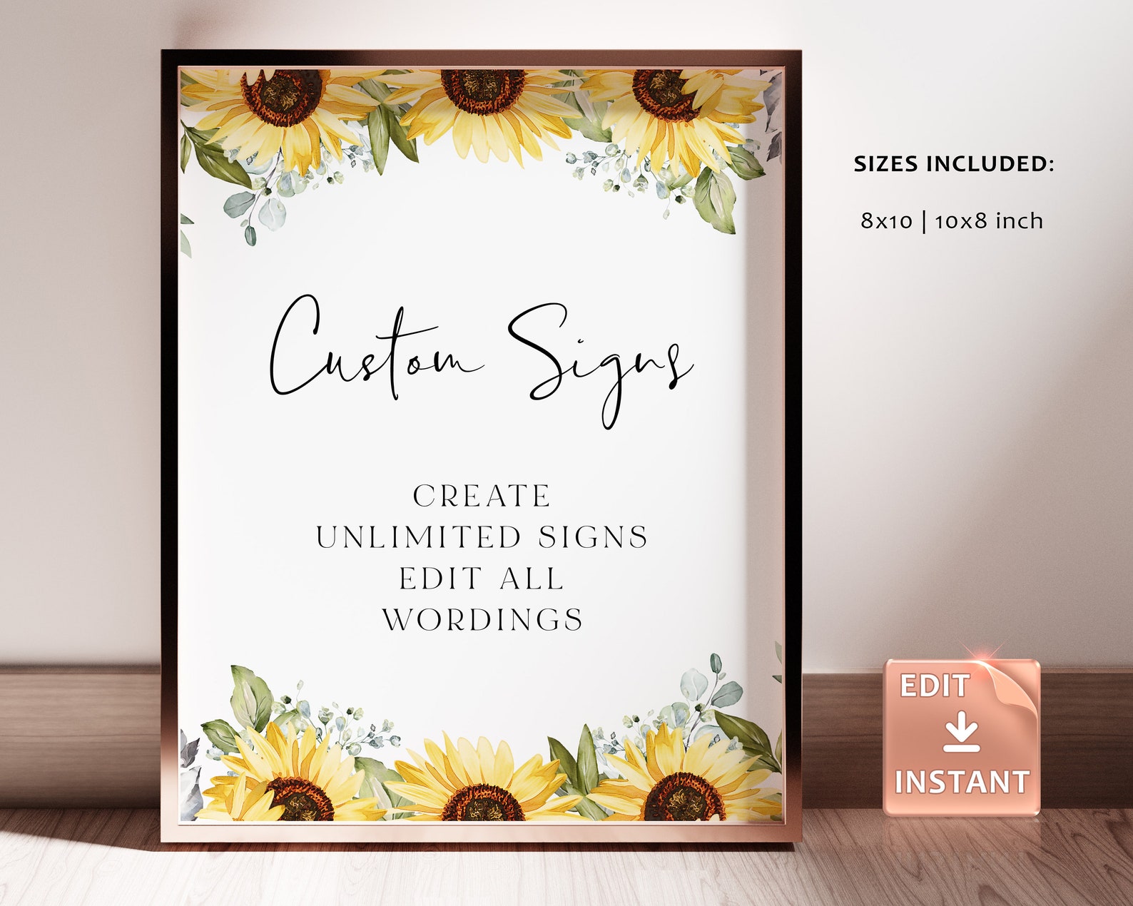 Sunflowers Custom Signs Editable Template Customizable - Etsy