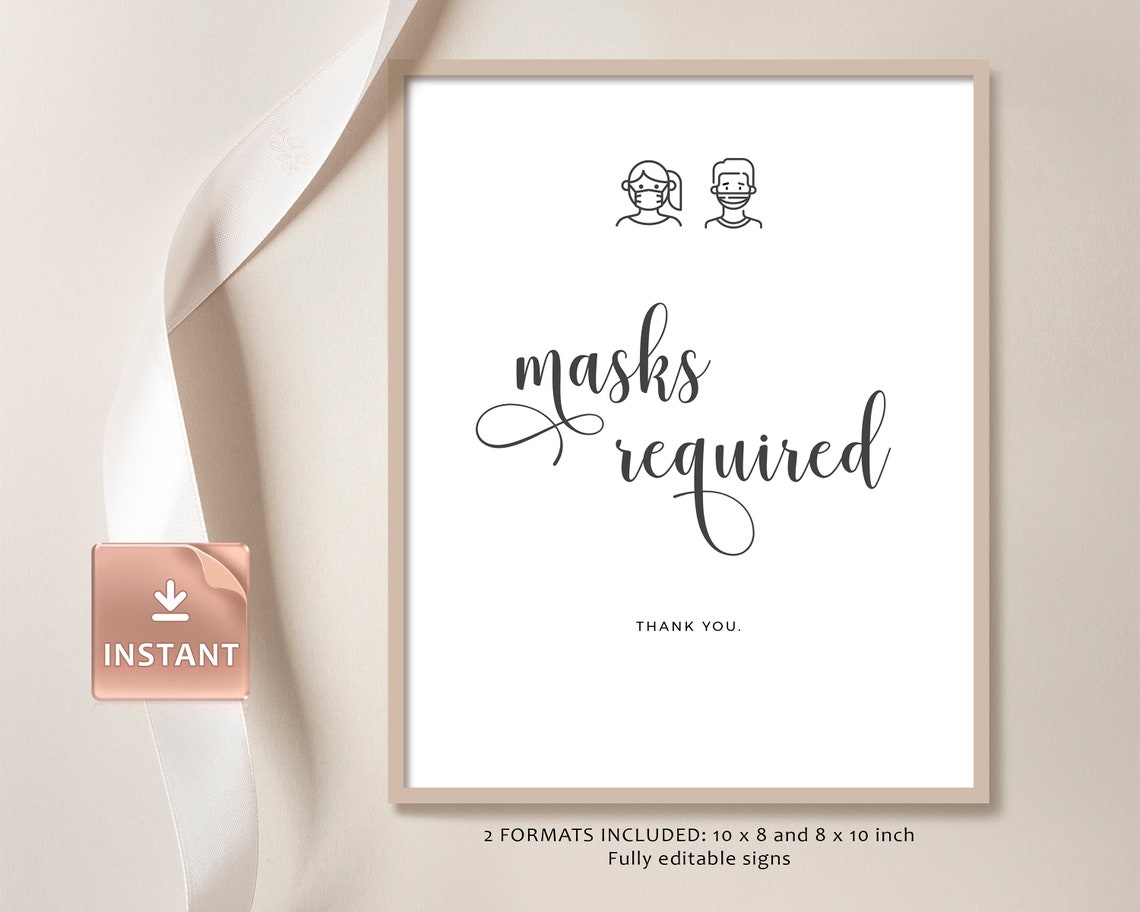 Masks Required Signs Minimalist Custom Mask Sign Social - Etsy