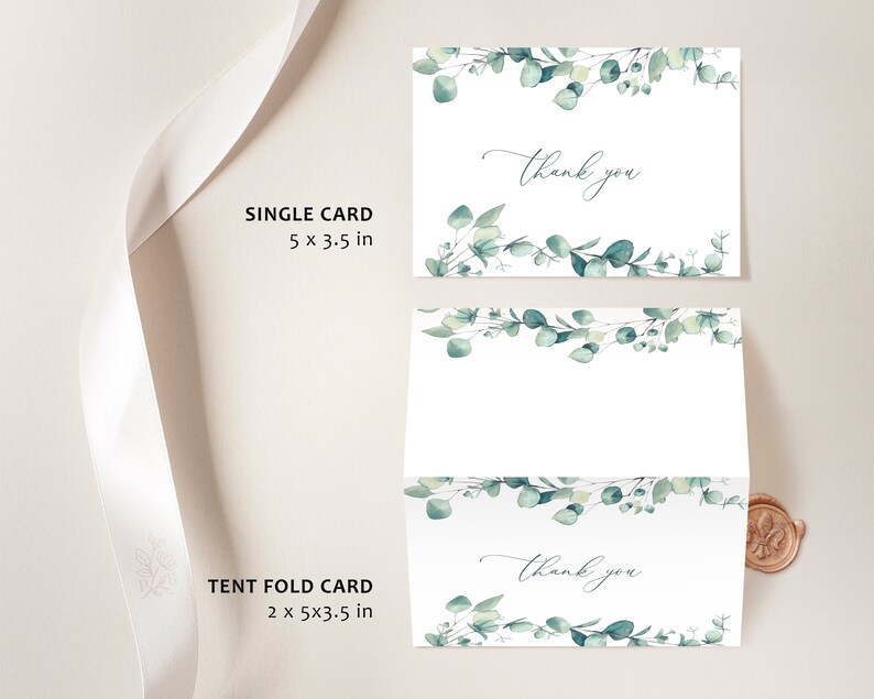 LAILA Printable Thank You Card Eucalyptus Watercolor | Etsy