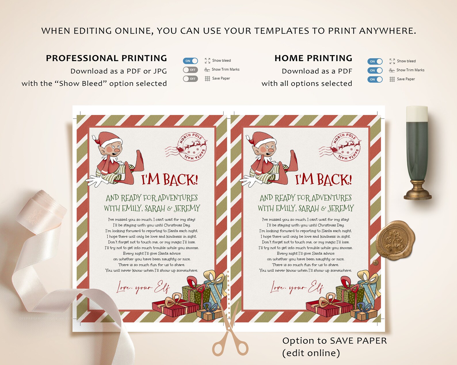 Printable Christmas Elf Letter to Kids From Elf Personalized - Etsy