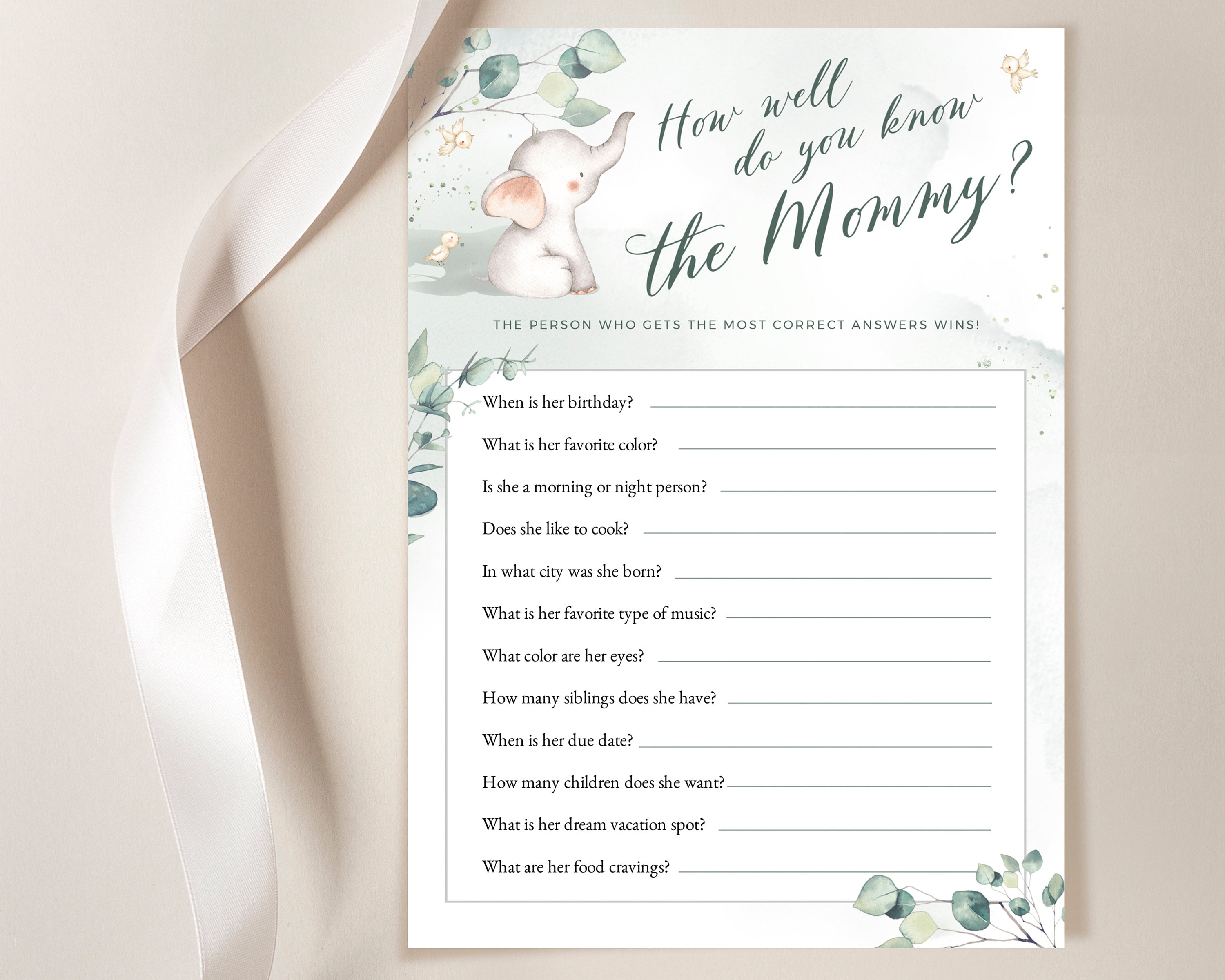 JOY How Well Do You Know Mommy Baby Shower Game Printable | Etsy