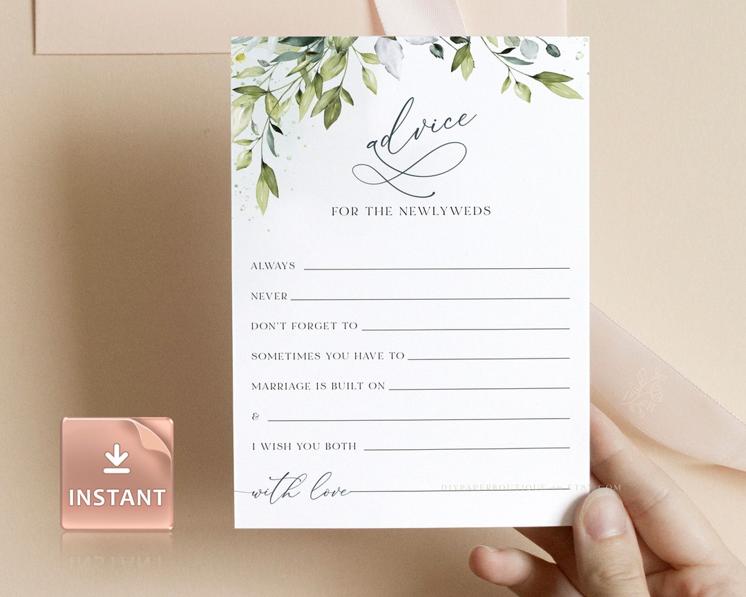 Advice for the Bride Card Template: Editable Wedding Keepsake ...