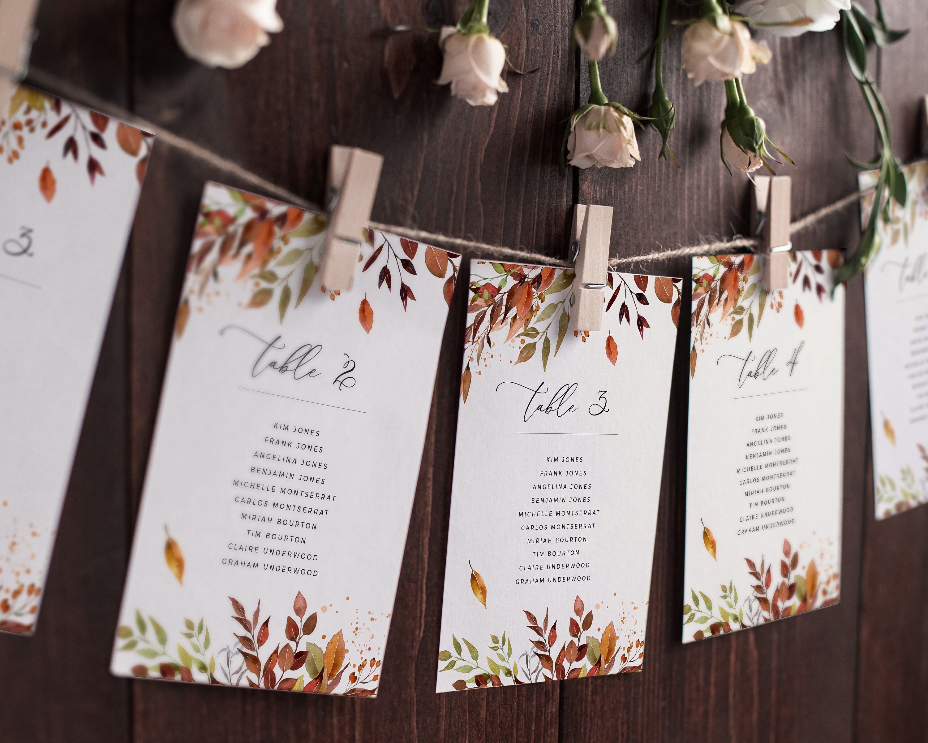 SIENNA Fall Wedding Seating Chart Template (printable Templett) - Etsy