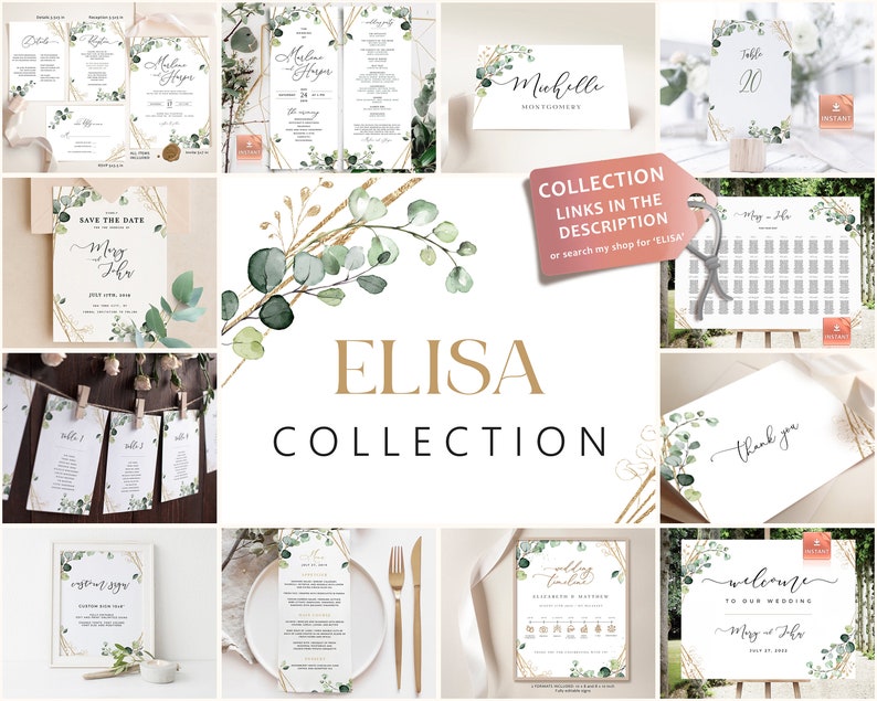 ELISA Calligraphy Greenery Marriage Certificate Template - Etsy