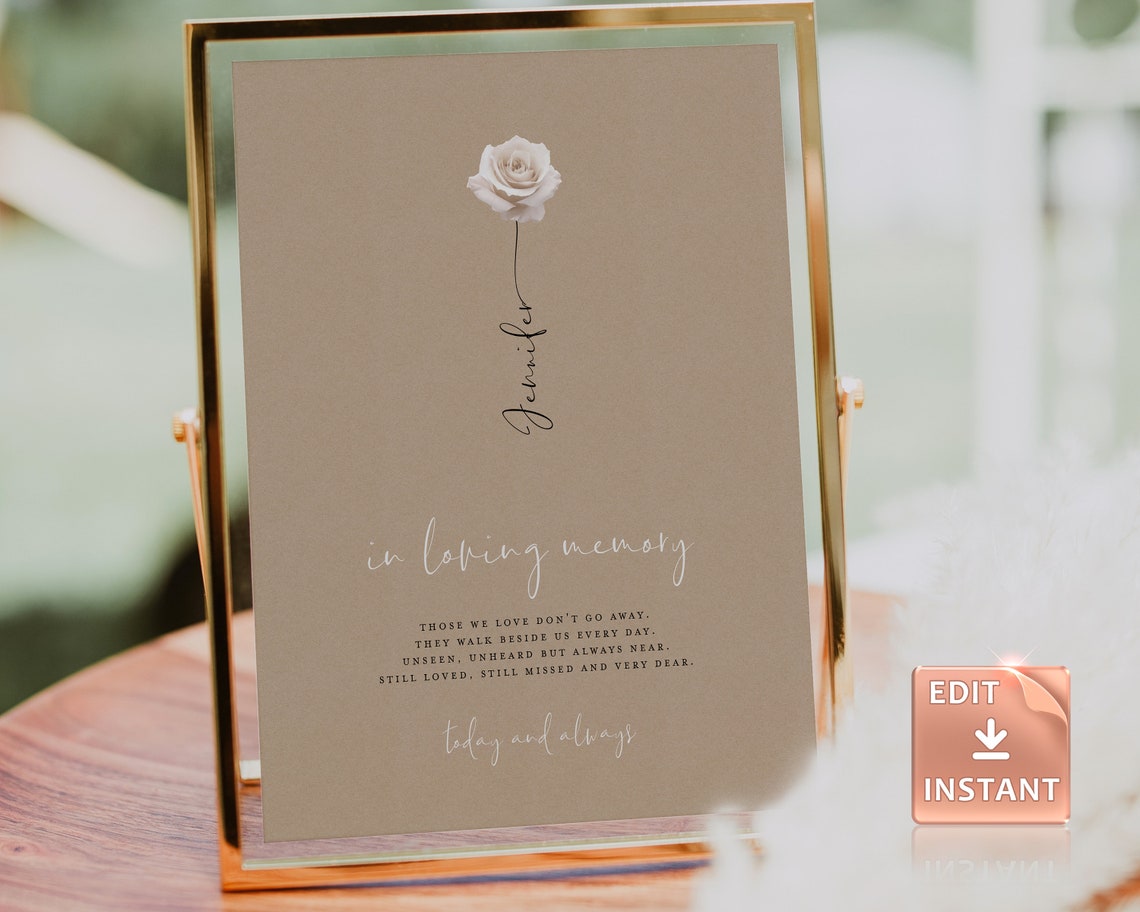 White Rose in Loving Memory Sign Loving Memory Wedding Sign - Etsy