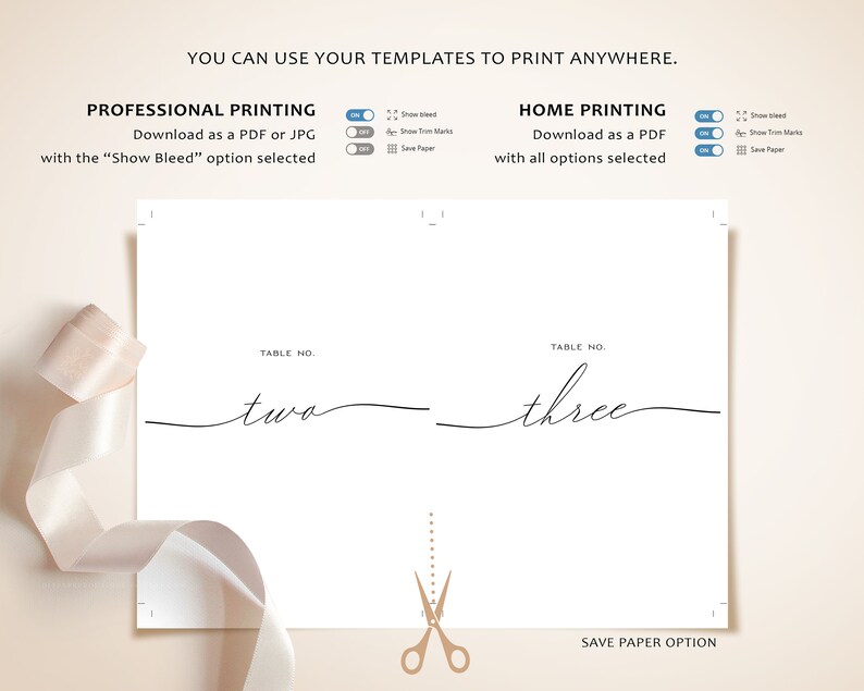 ELLE Calligraphy Wedding Table Number Template Simple Table - Etsy