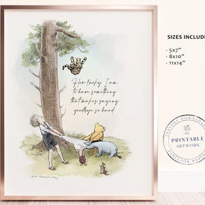 Winnie-the-pooh 'saying Goodbye' Printable Poster: Classic Nursery Art ...