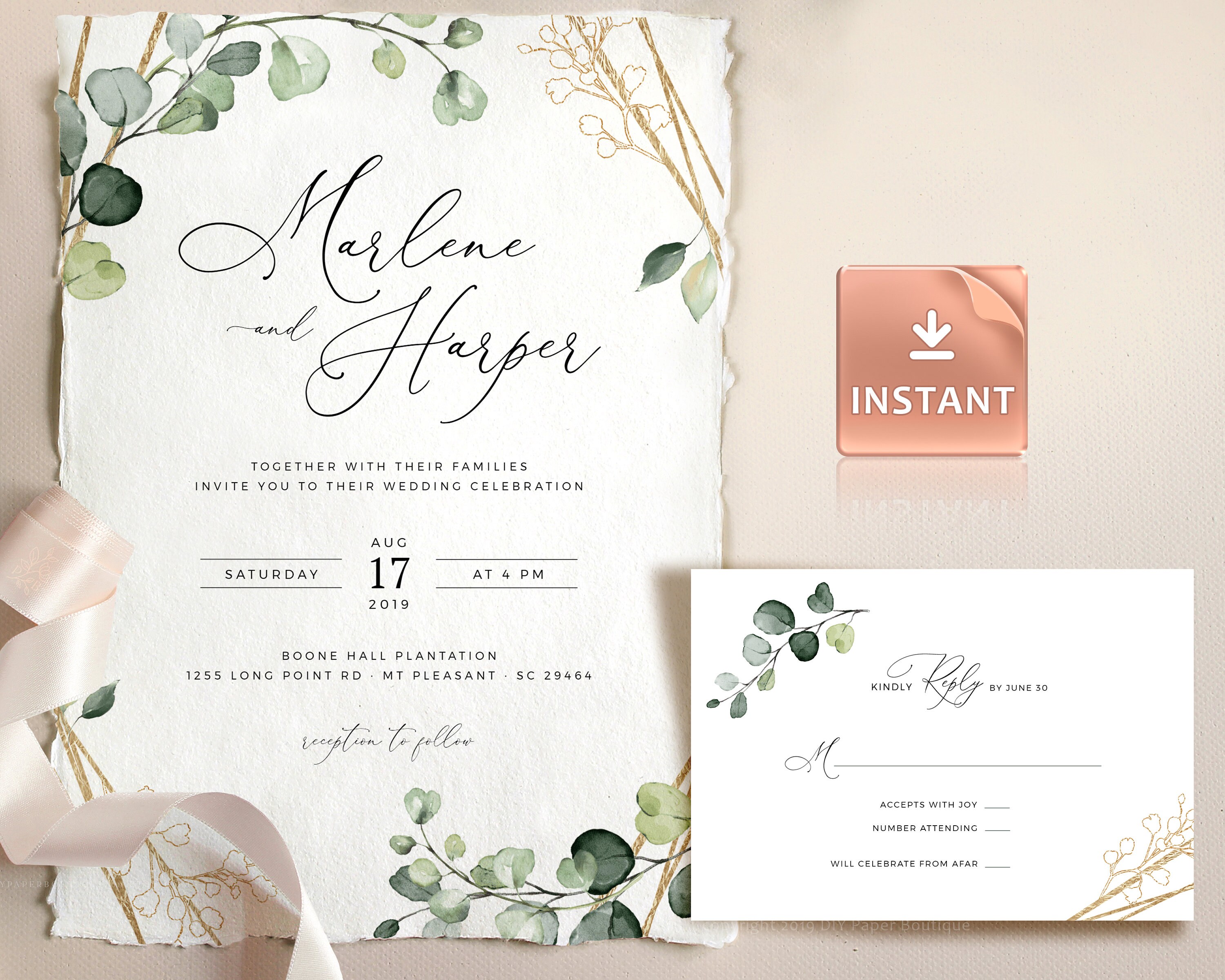 Wedding Signage Editable pdf Rustle Templett DIY Printable Wedding ...