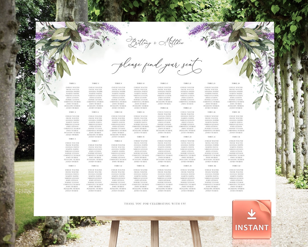 LAMI - Lavender Seating Chart, Purple Seating, Find Your Seat Chart ...