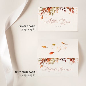 SIENNA - Fall Table Name Cards, Name Signs, Autumn Wedding Table Signs ...