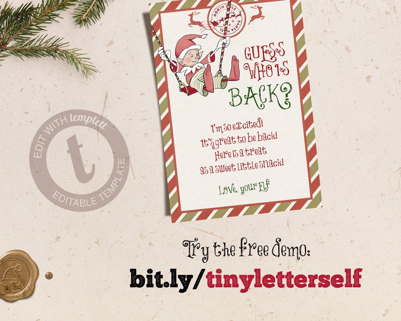Christmas Elf Letter and Envelope Template Editable Tiny Elf - Etsy