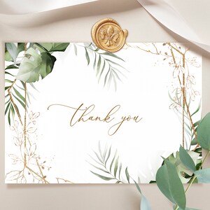 PAIGE - Tropical Thank You Card, Printable Botanical Greenery Leaves ...