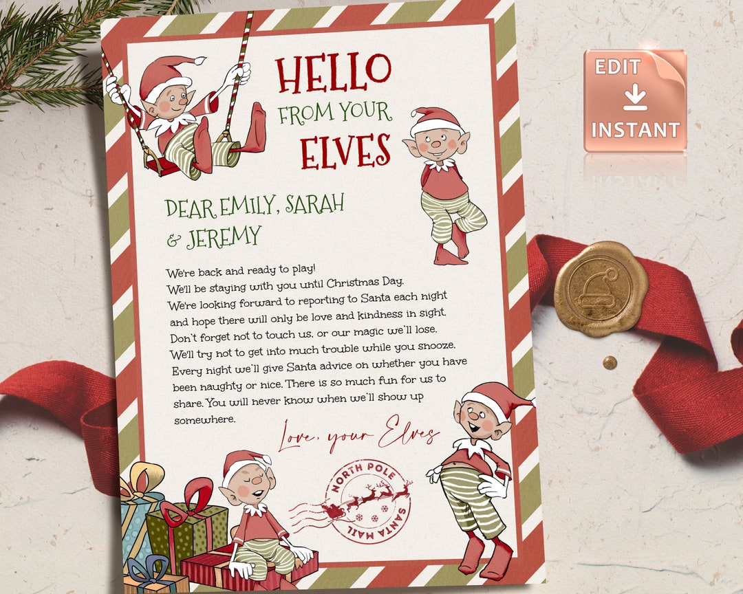 Elf Hello From Your Elves Editable Elf Letter, Elf Arrival Elf Letter ...