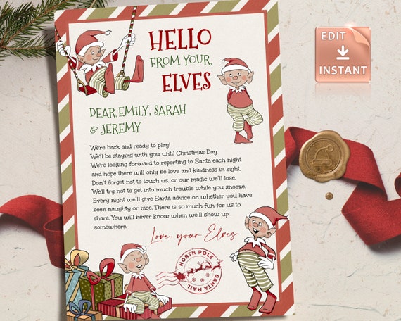 Elf Hello From Your Elves Editable Elf Letter Elf Arrival Elf - Etsy