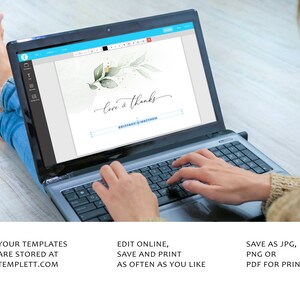 CLEO - Boho Printable Thank You Card, Eucalyptus Watercolor Greenery ...