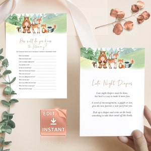 WOODLAND 35 Printable Baby Shower Games, Item Game, Celebrity Baby ...