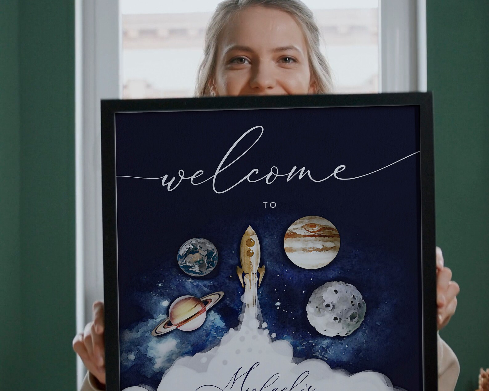 Outer Space First Birthday Welcome Sign Editable Galaxy Blast - Etsy