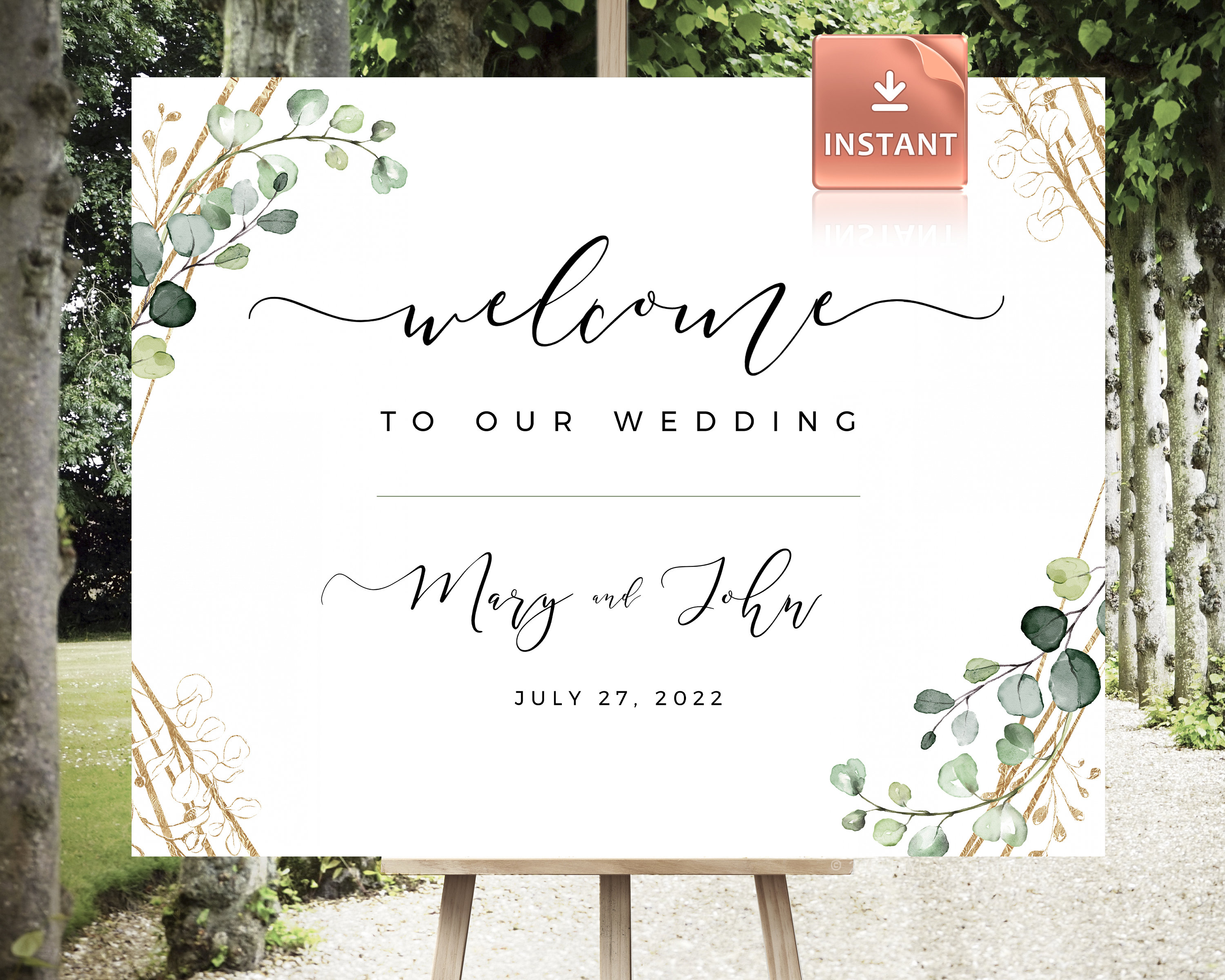 ELISA Eucalyptus Greenery Welcome Poster Editable Wedding | Etsy