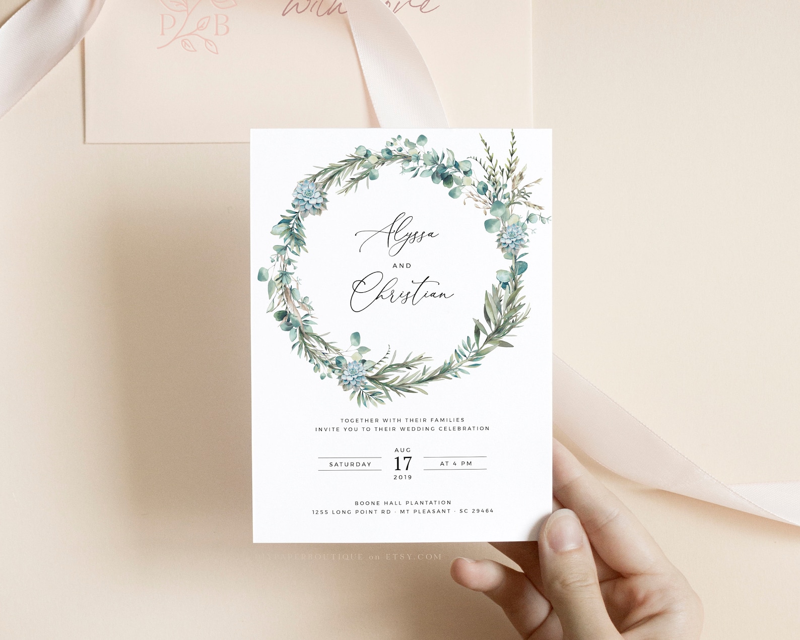 ROMA Bohemian Invitation Template Set With Rosemary | Etsy