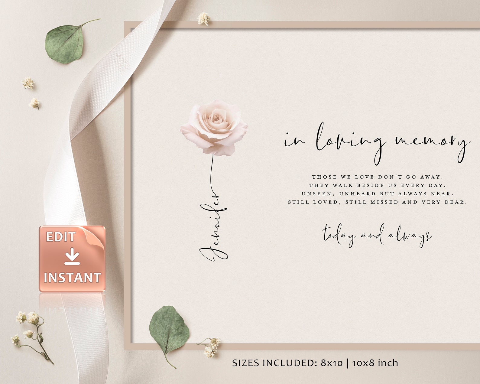 White Rose in Loving Memory Sign Loving Memory Wedding Sign | Etsy