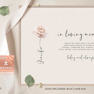 White Rose in Loving Memory Sign, Loving Memory Wedding Sign, Printable ...