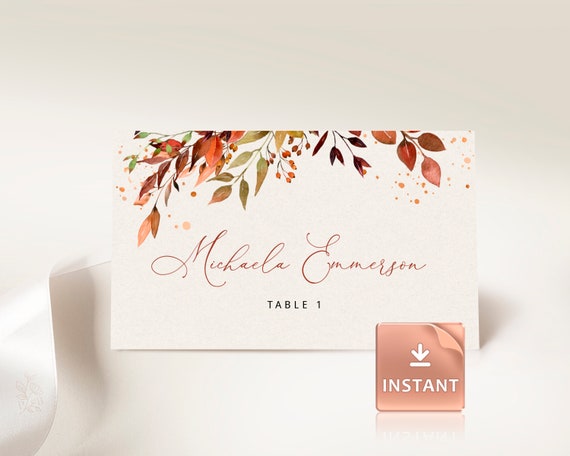 SIENNA Fall Table Name Cards Name Signs Autumn Wedding - Etsy