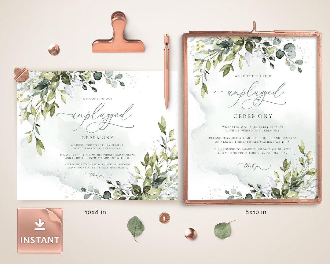 REESE - Printable Unplugged Ceremony Sign, Unplugged Wedding Sign ...