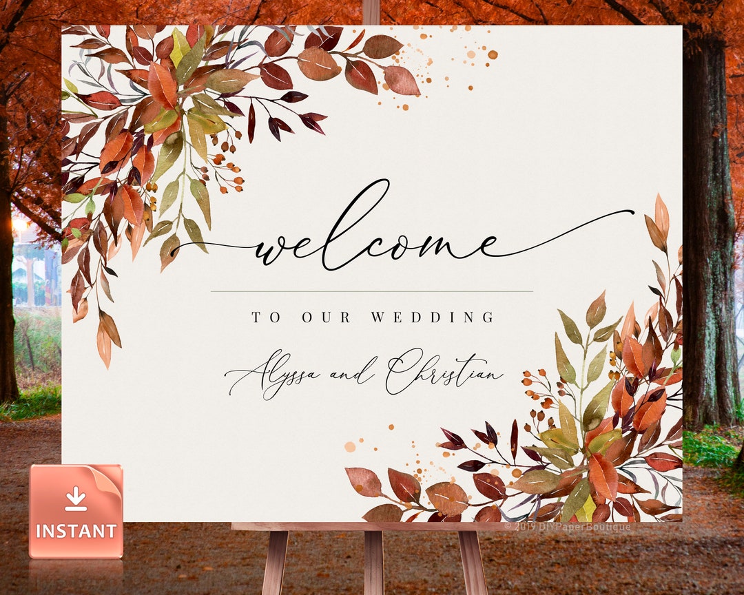 SIENNA - Large Fall Wedding Welcome Sign, Custom Fall Wedding Sign ...