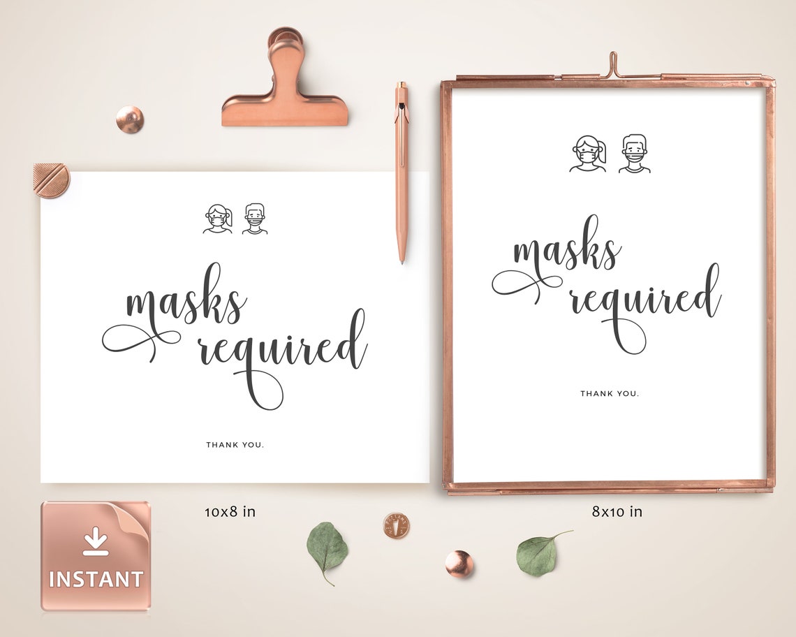 Masks Required Signs Minimalist Custom Mask Sign Social - Etsy
