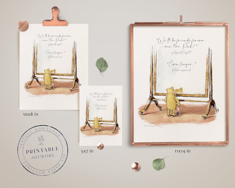 Winnie-the-pooh 'friends Forever' Print: Classic Nursery Decor (digital ...