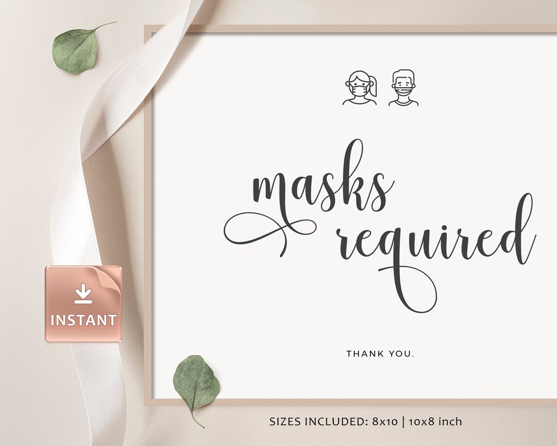 Masks Required Signs Minimalist Custom Mask Sign Social | Etsy