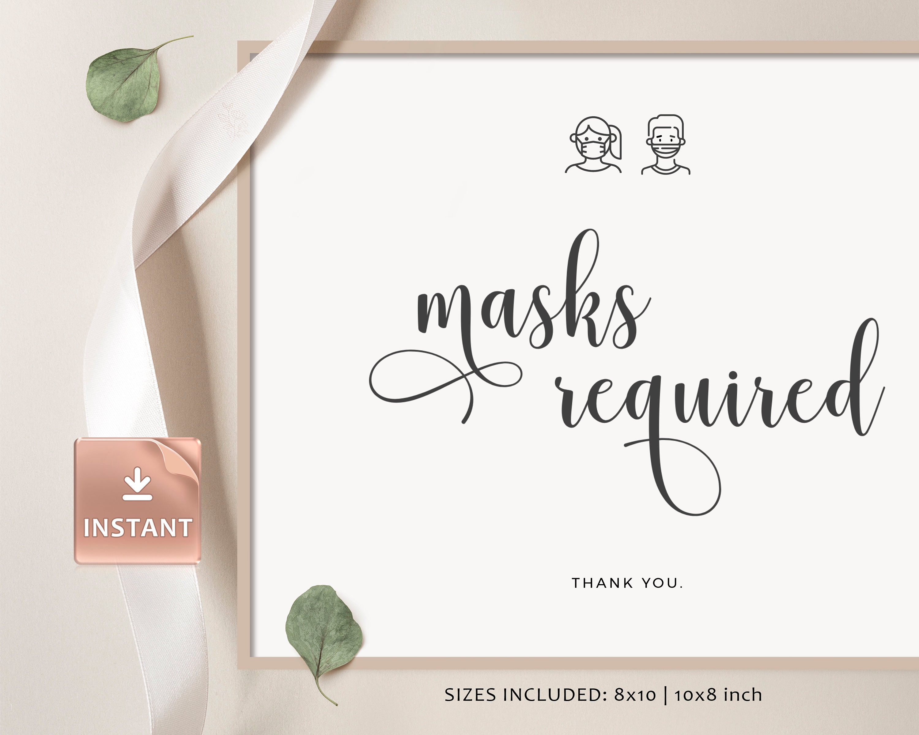 Masks Required Signs Minimalist Custom Mask Sign Social - Etsy