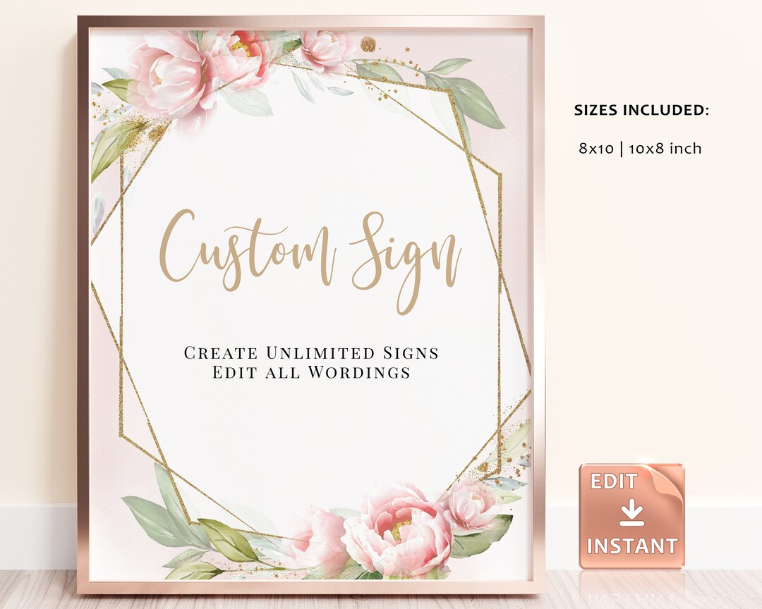 LORI - Pink Blush Baby Shower Custom Sign, Baby Shower Sign for Girls ...