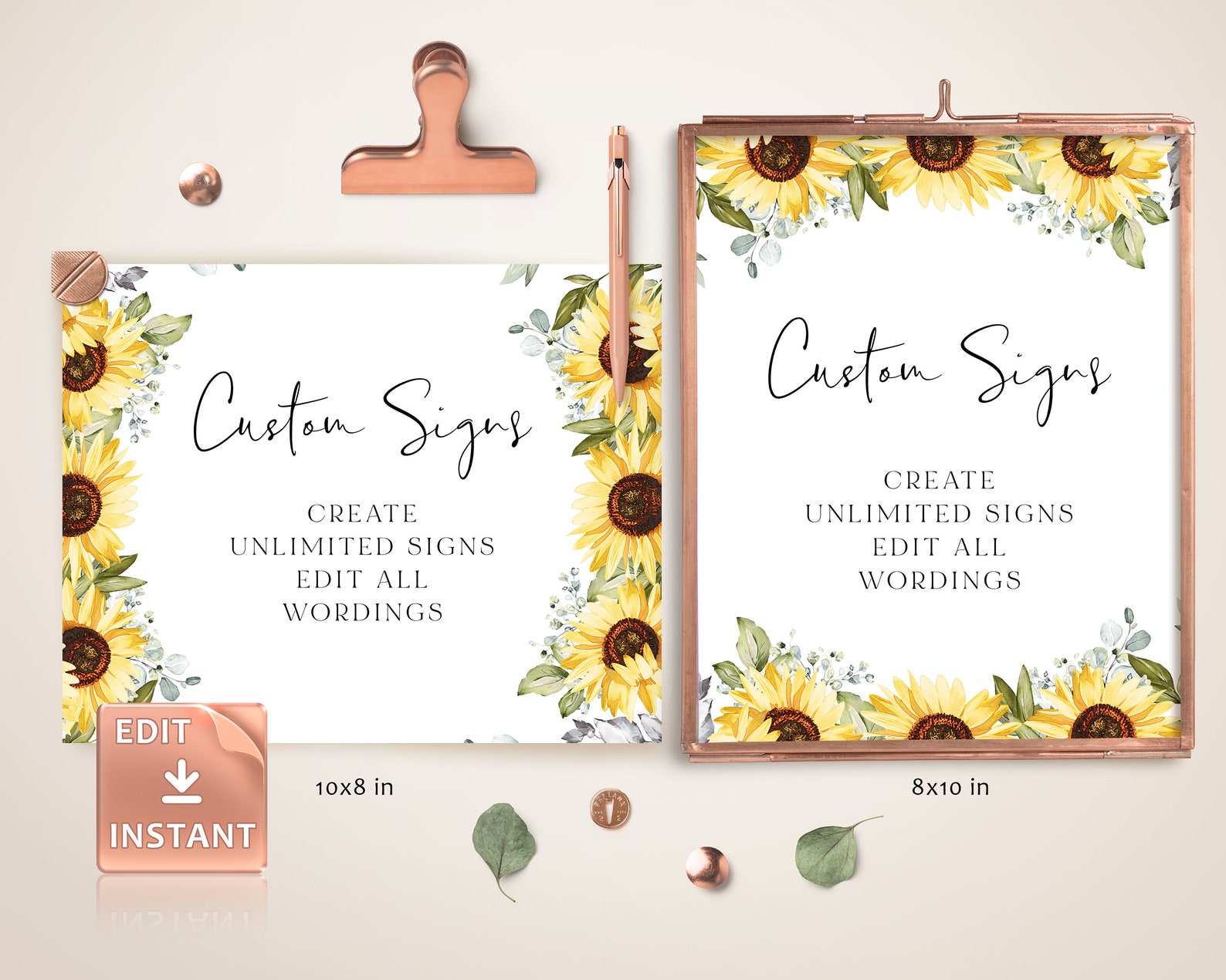 Sunflowers Custom Signs Editable Template Customizable - Etsy